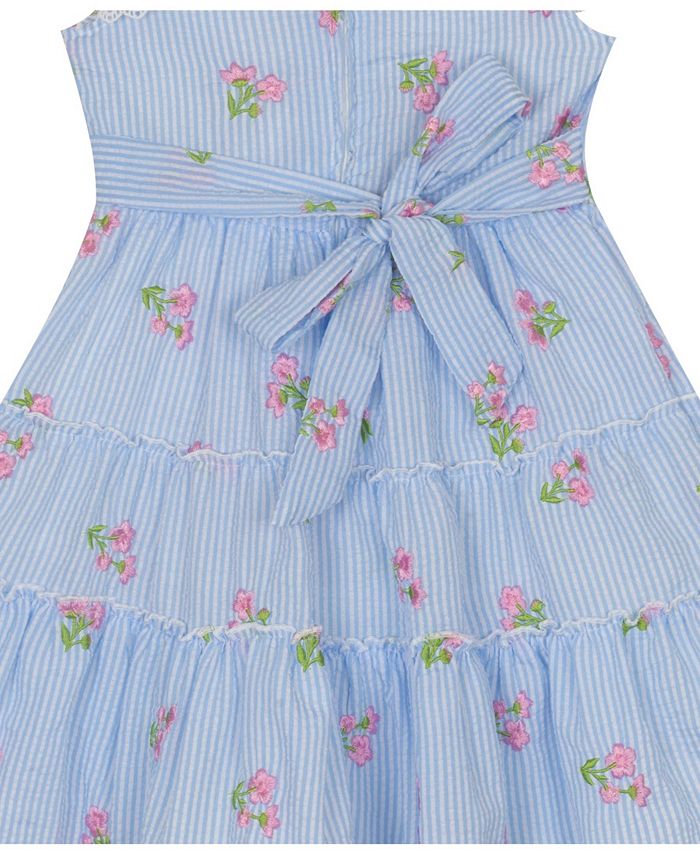 Rare Editions Toddler Girls Floral Embroidered Seersucker Dress - Macy's