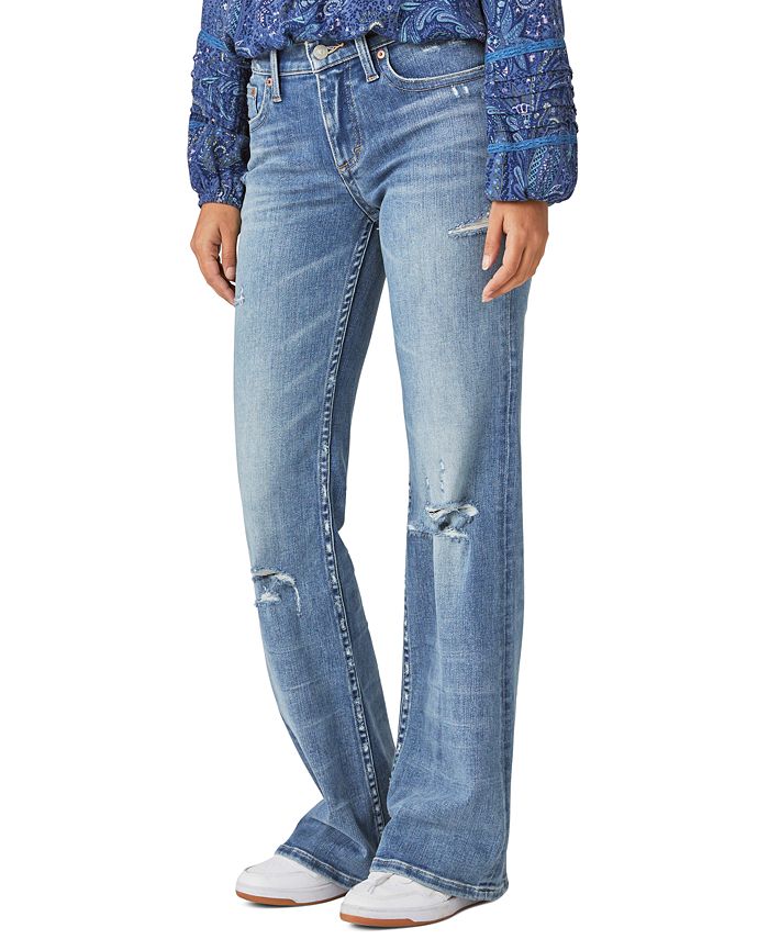 Lucky Brand Women's Low Rise Flap-Pocket Flared Jeans - Macy's
