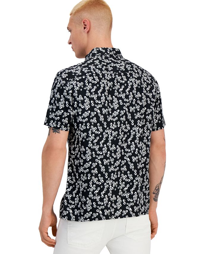 I N C International Concepts Mens Regular Fit Floral Print Button
