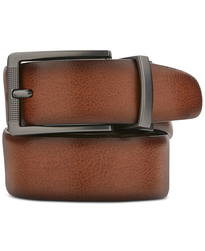 Perry Ellis Portfolio Men's Lugg Burnish Reversible Feather Edge Belt ...