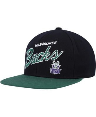 Men's Mitchell & Ness Black, Hunter Green Milwaukee Bucks Team Script 2 ...