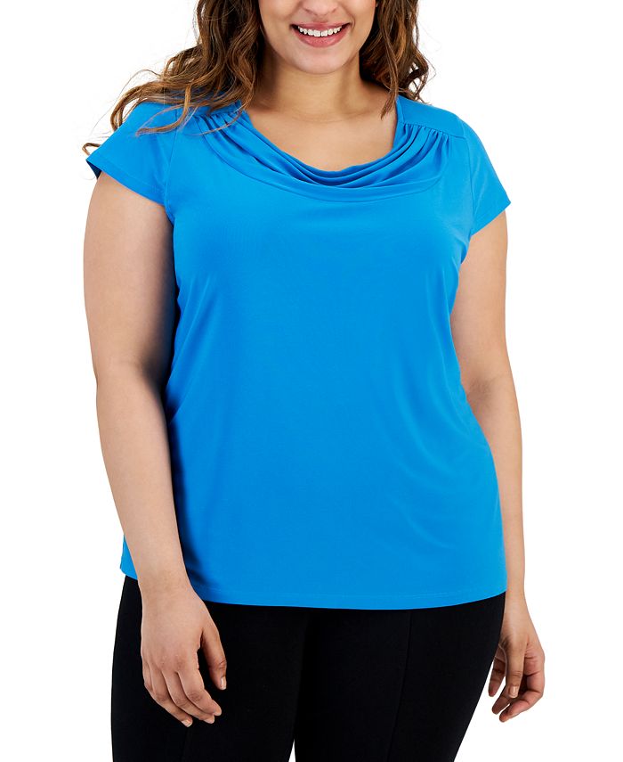 Kasper Plus Size Cap Sleeve Cowlneck Top Macys
