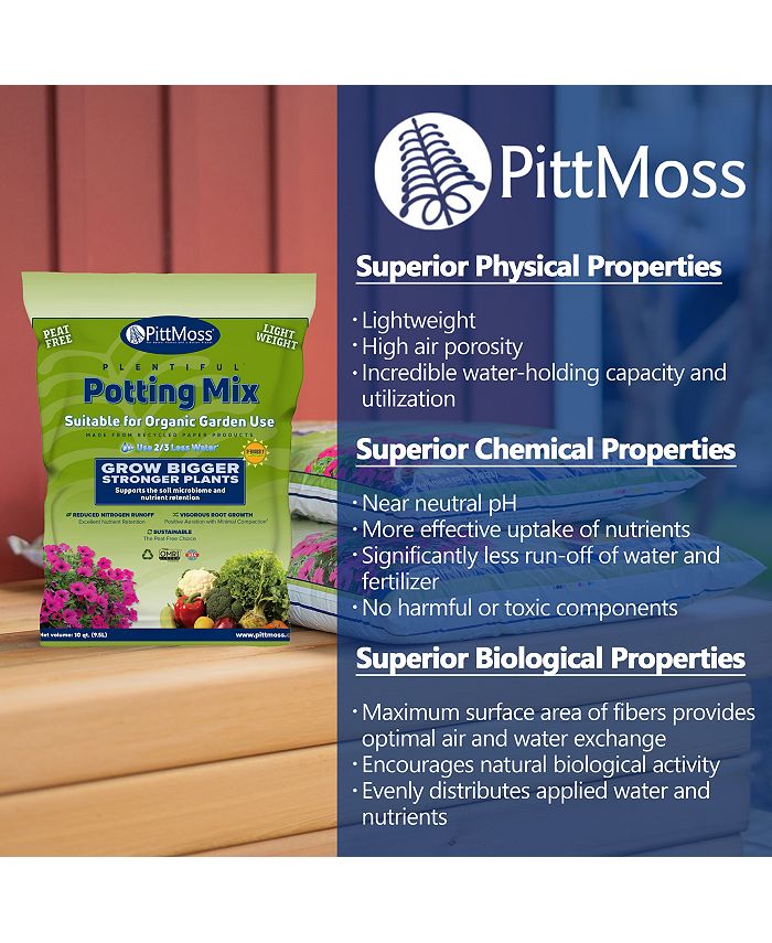 PITT MOSS PittMoss Plentiful Peat-Free Potting Mix For Gardening, 10 ...