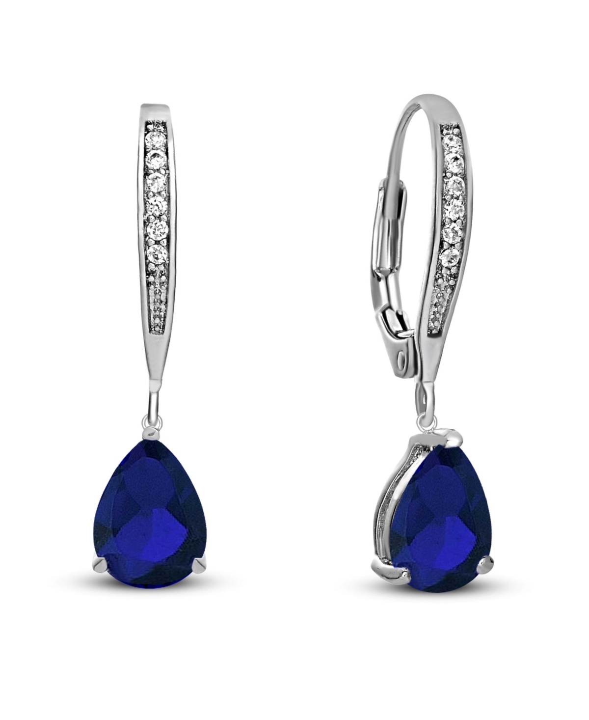 Click here for Sterling Silver Cubic Zirconia Teardrop Leaver bac... prices