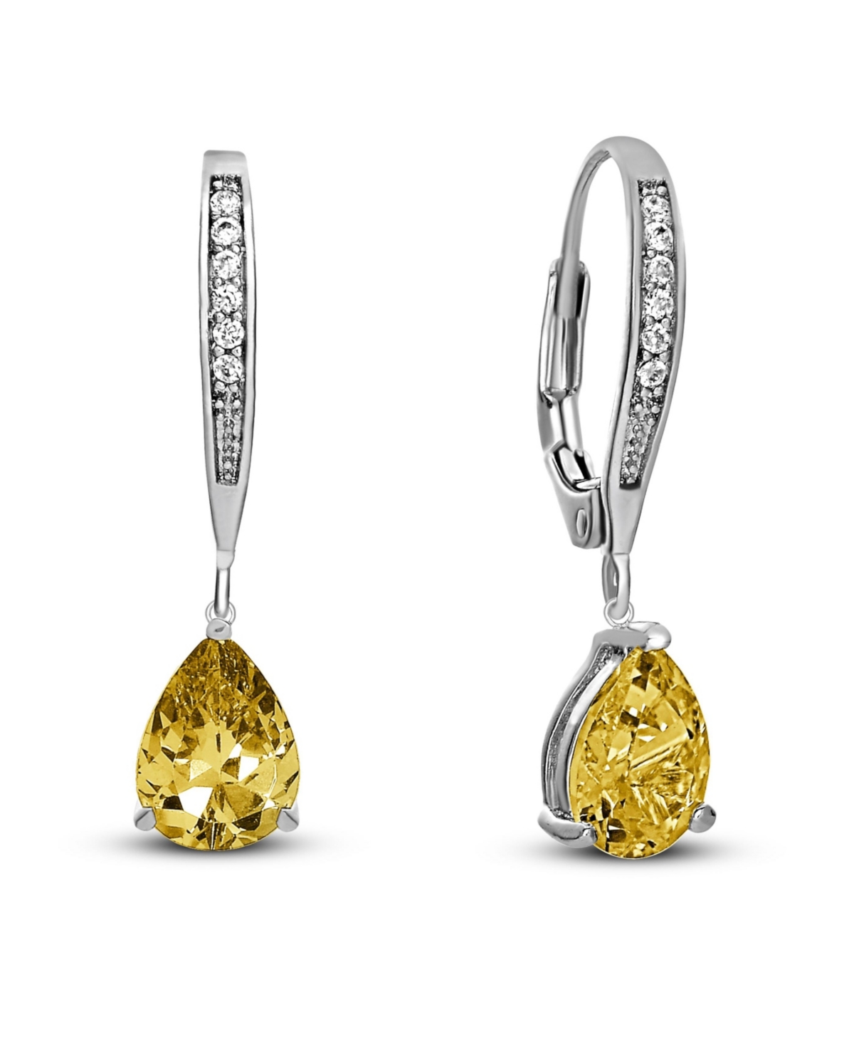 Click here for Sterling Silver Cubic Zirconia Teardrop Leaver bac... prices