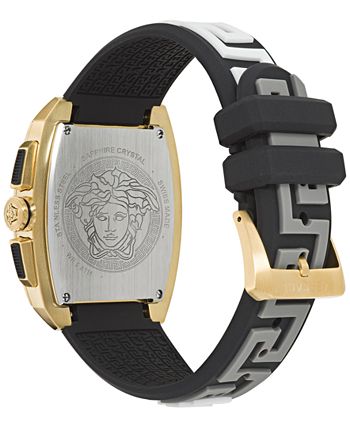 Versace Men's Swiss Chronograph Dominus Black & White Silicone Strap ...