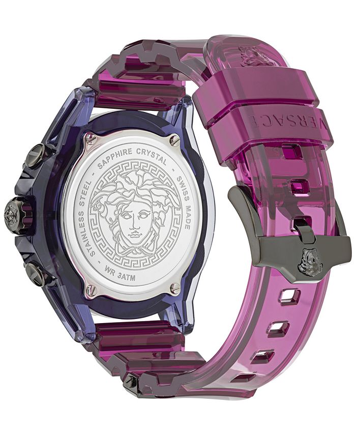 Versace Men's Swiss Chronograph Icon Active Transparent Purple Silicone ...