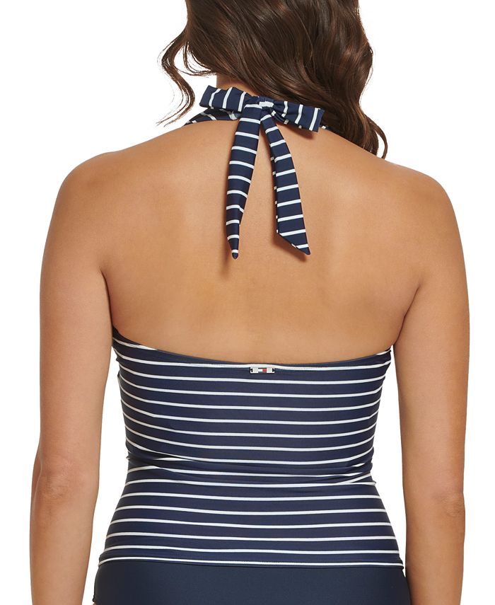 Tommy Hilfiger Women's Printed Halter Side-Shirred Tankini Top - Macy's