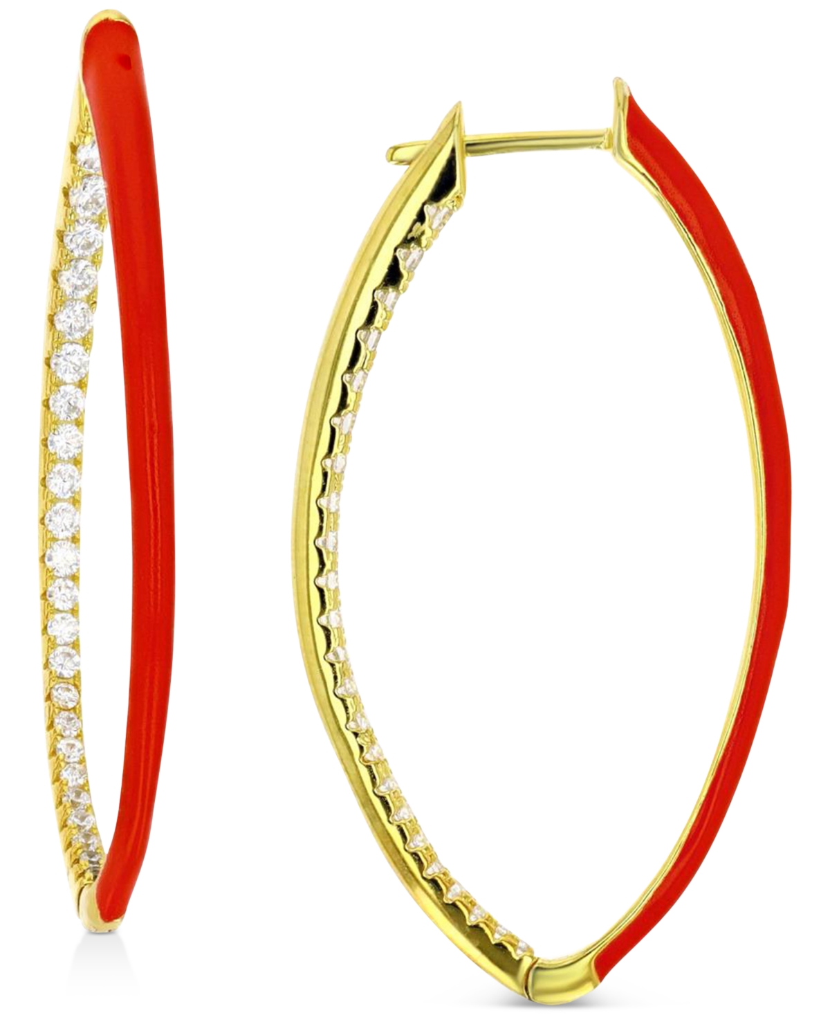 Click here for Cubic Zirconia & Enamel In & Out Oval Hoop Earring... prices