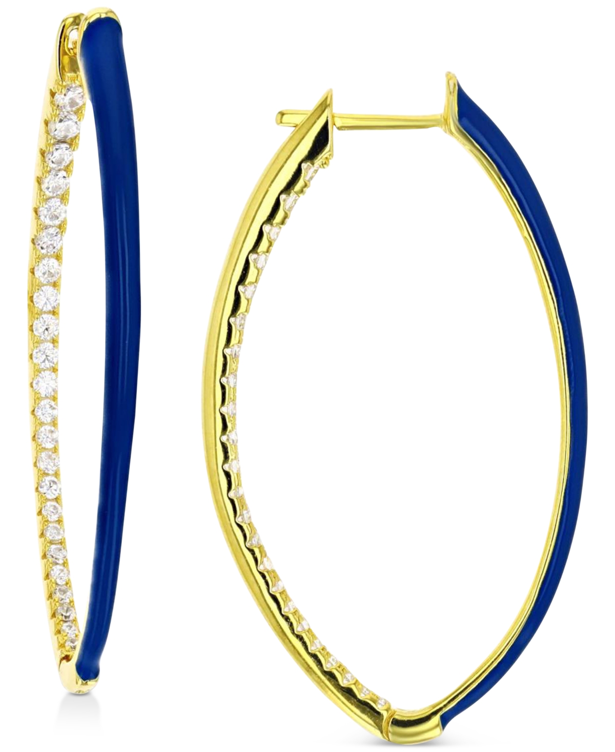 Click here for Cubic Zirconia & Enamel In & Out Oval Hoop Earring... prices