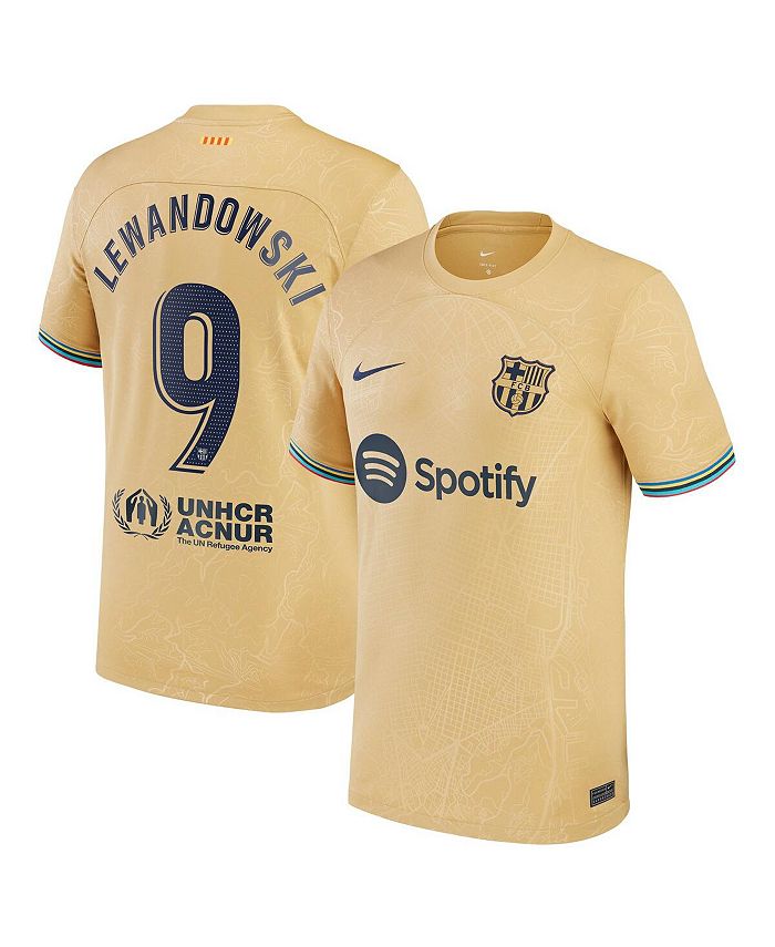 Nike Youth Boys Robert Lewandowski Gold Barcelona 2022/23 Away Replica ...