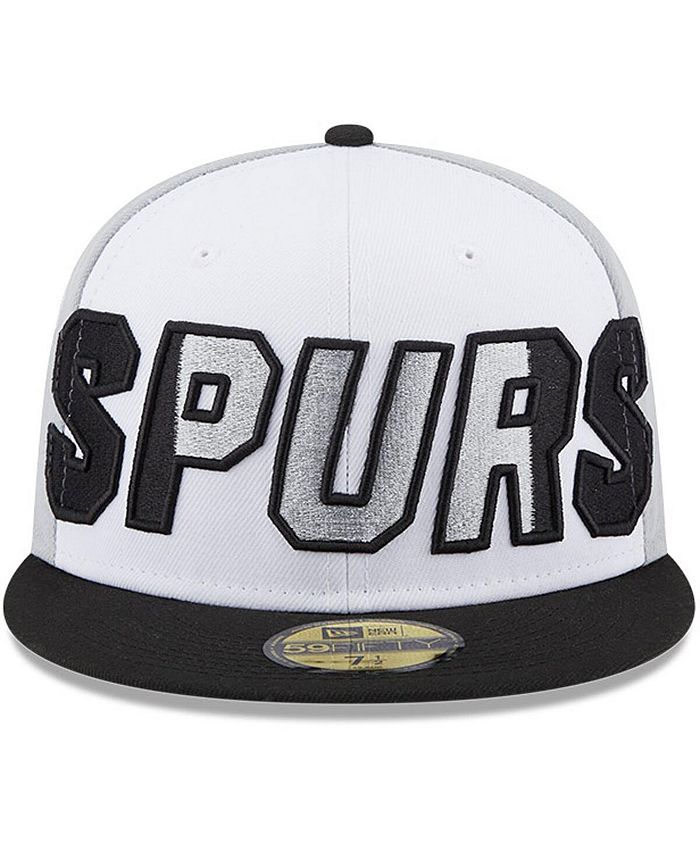 New Era Men's White, Black San Antonio Spurs Back Half 9FIFTY Fitted ...