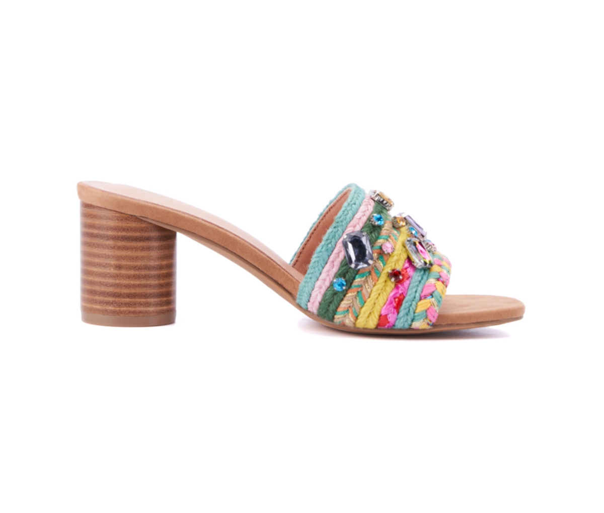 Click here for Raquelle Womens Wood Heel Mule - Multi color prices
