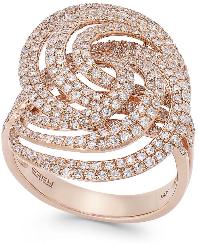 EFFY Collection Pave Rose by EFFY® Diamond Spiral Ring in 14k Rose Gold ...