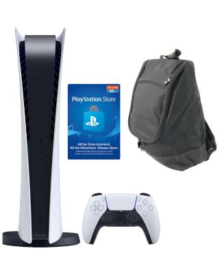 PlayStation 5 Digital Console w PSN Card and Carry Bag Open White