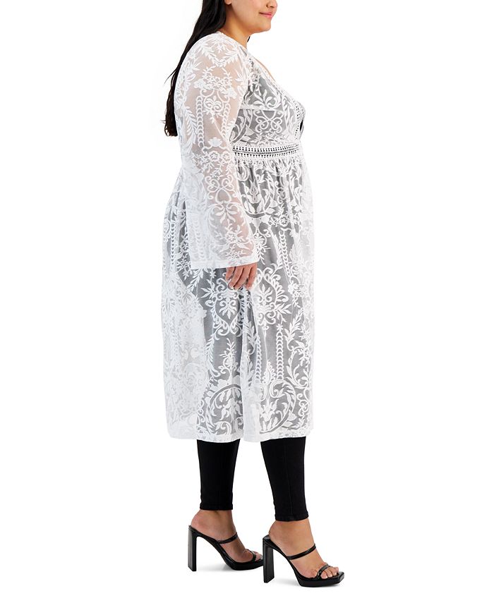 FULL CIRCLE TRENDS Trendy Plus Size Lace Longline Duster - Macy's