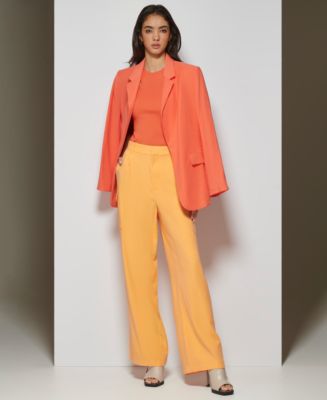 DKNY Women's Notched-Collar Flap-Pocket Long-Sleeve Blazer, Mesh ...