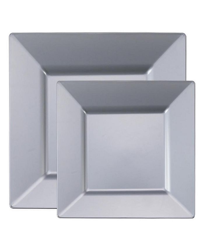 Smarty Had A Party Silver Square Plastic Plates Dinnerware Value Set ...