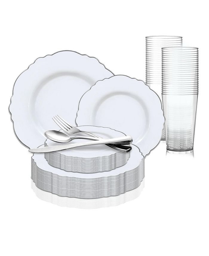Smarty Had A Party White with Silver Rim Round Blossom Disposable ...