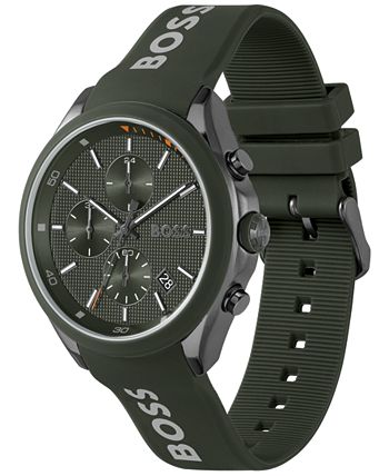 Hugo Boss Men's Velocity Quartz Fashion Chronograph Green Silicone ...