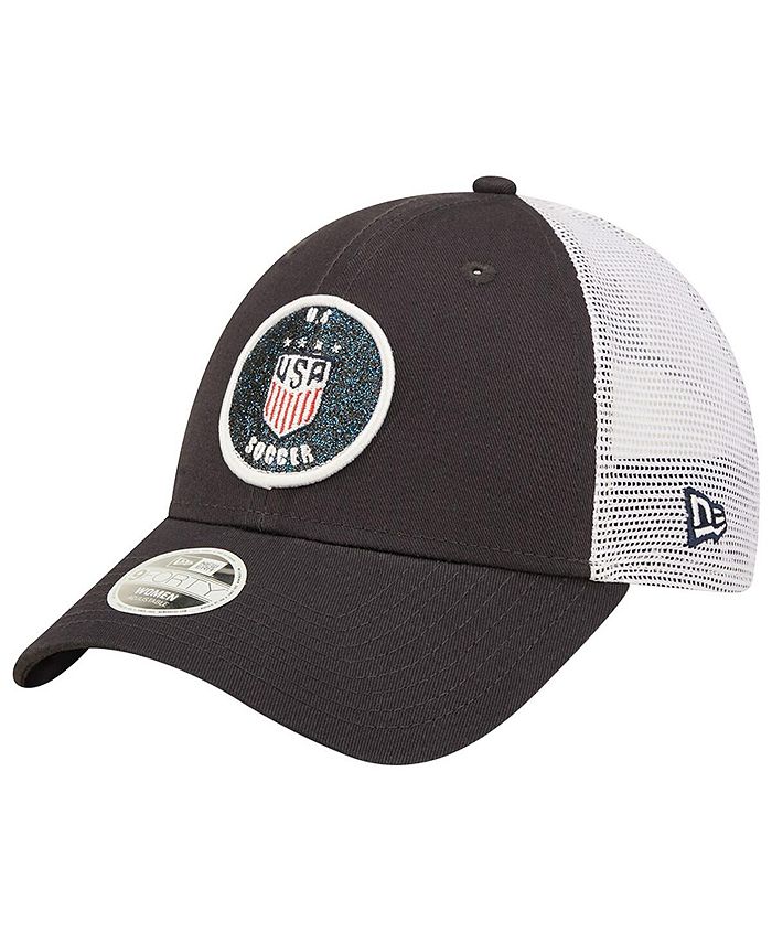 New Era Women's Black, White USWNT Glitter Circle 9FORTY Trucker ...