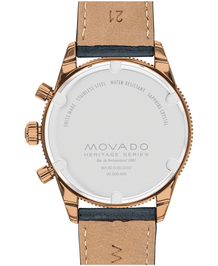 Movado Men's Calendoplan S Swiss Quartz Chronograph Gray Leather Strap ...