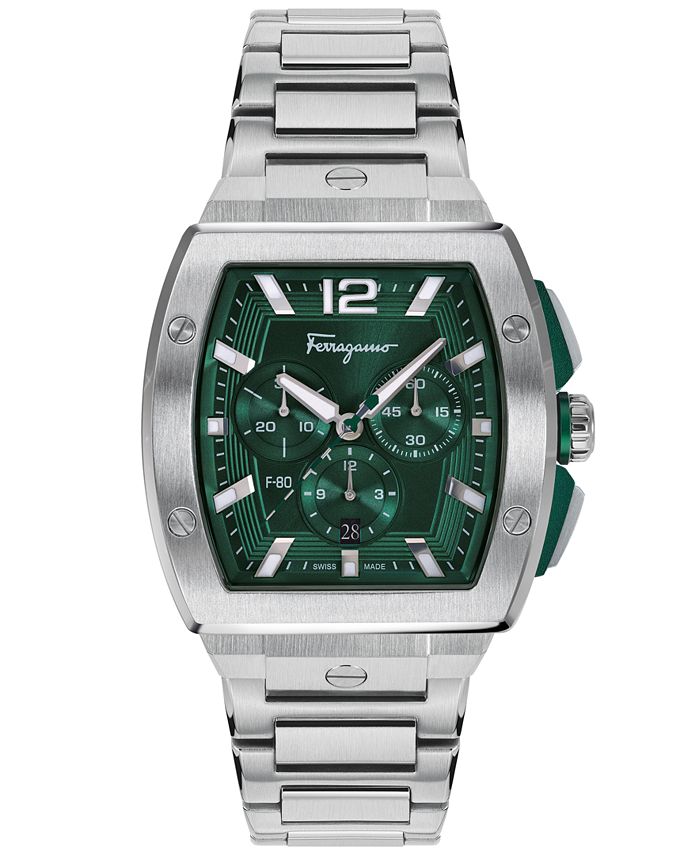 Ferragamo Salvatore Men's Swiss Chronograph F-80 Tonneau Stainless ...