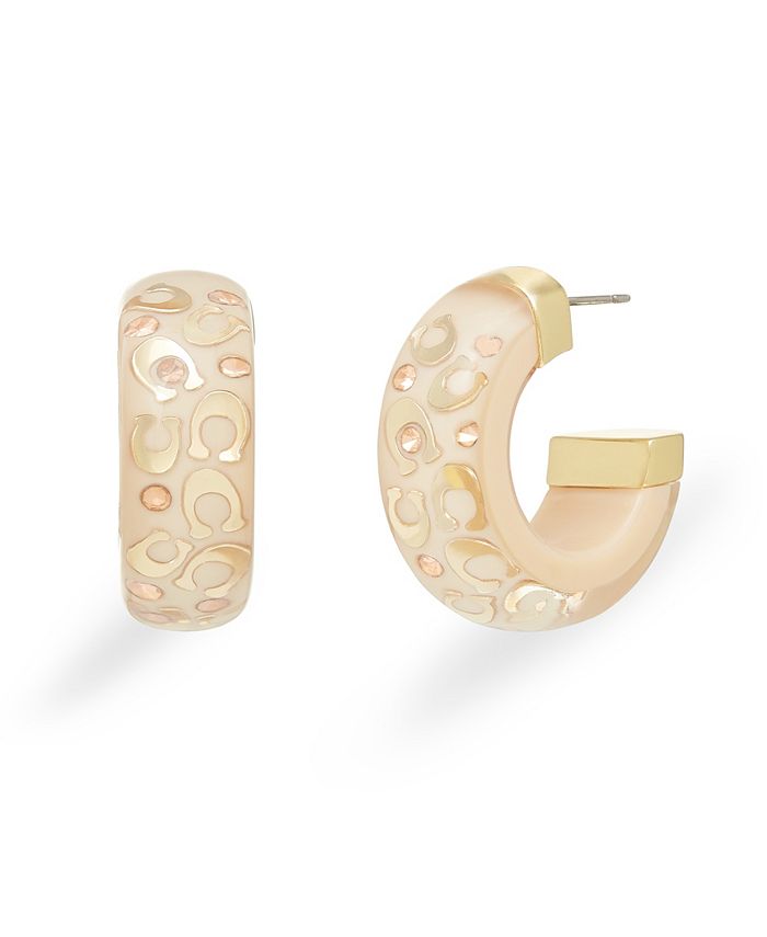 COACH Faux Stone Signature Resin Hoop Earrings - Macy's