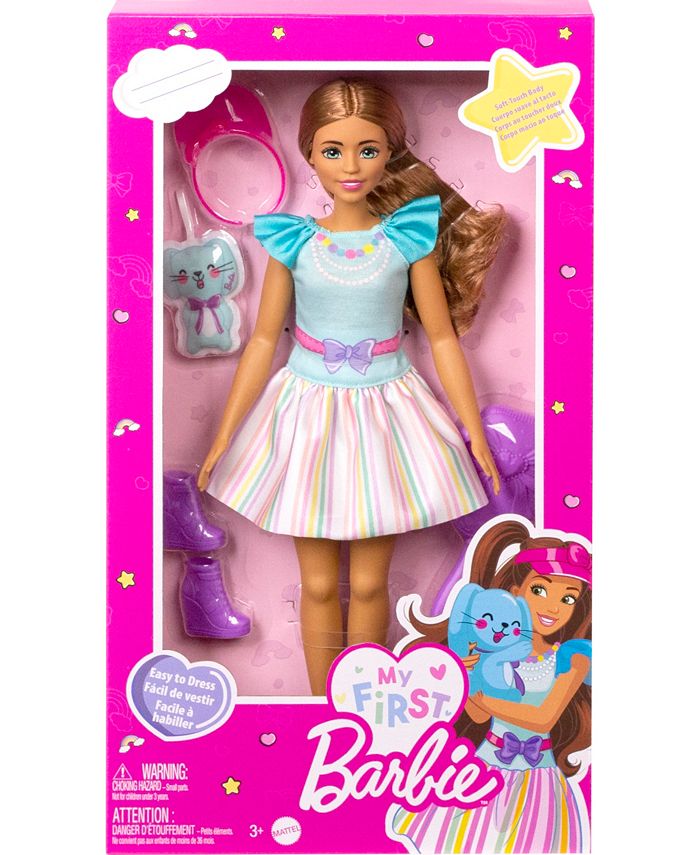 Barbie My First Doll with Brunette Hair and Bunny - Macy's