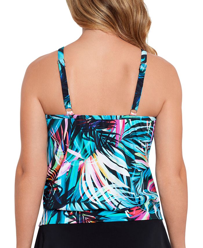 Swim Solutions Women's High Neck Mesh Insert Blouson Tankini , Created ...