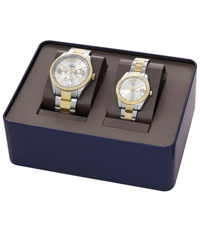 Fossil Unisex His and Hers Multifunction Two-Tone Stainless Steel ...