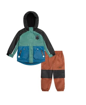Boy Colorblocked Two Piece Spring Rain Set Green, Blue & Brown ...
