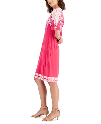 JM Collection Women' Medallion Marvel Short-Sleeve Dress, Created for ...