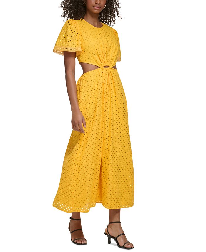 KARL LAGERFELD PARIS Women's Circle Eyelet Side-Cutout Maxi - Macy's