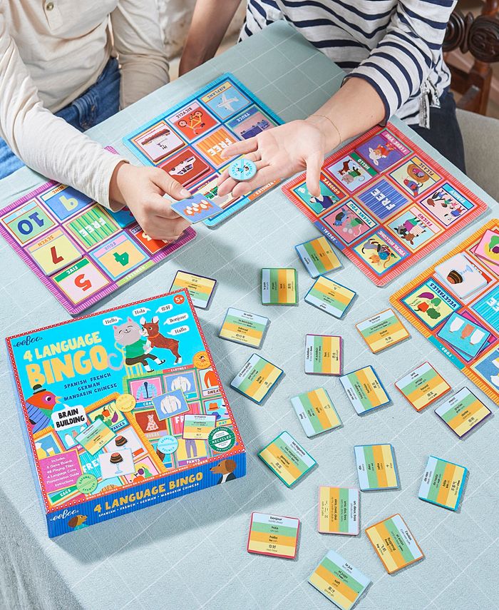 Eeboo 4 Language Bingo Game and Spanish, French, German, Mandarin ...