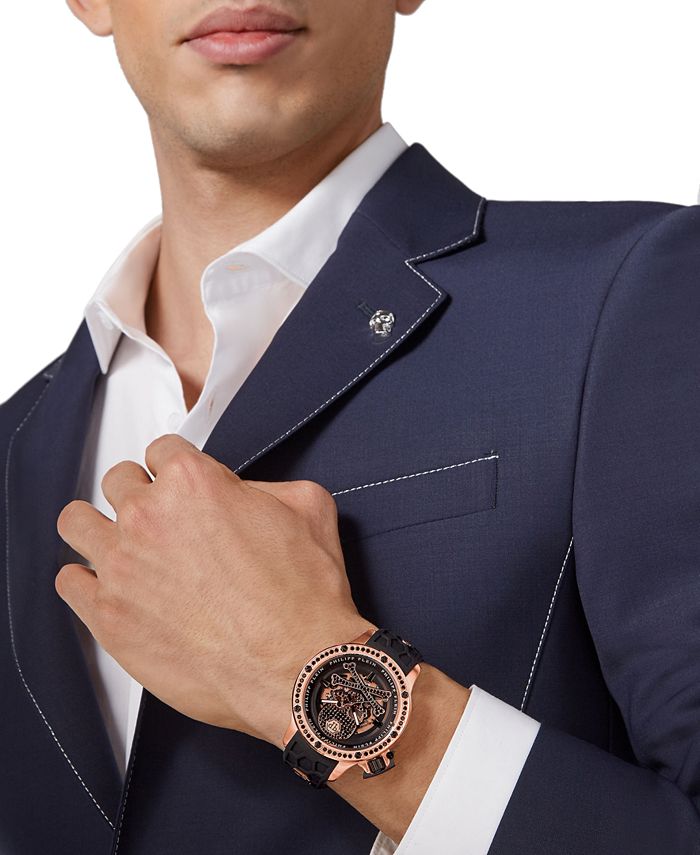 Philipp Plein Men's Automatic Plein Rich Black Silicone Strap Watch ...