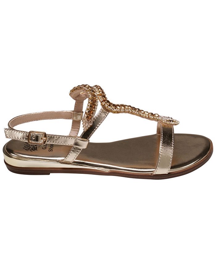 GC Shoes Women's Lidia Embellished Snake Ornament Flat Sandals - Macy's