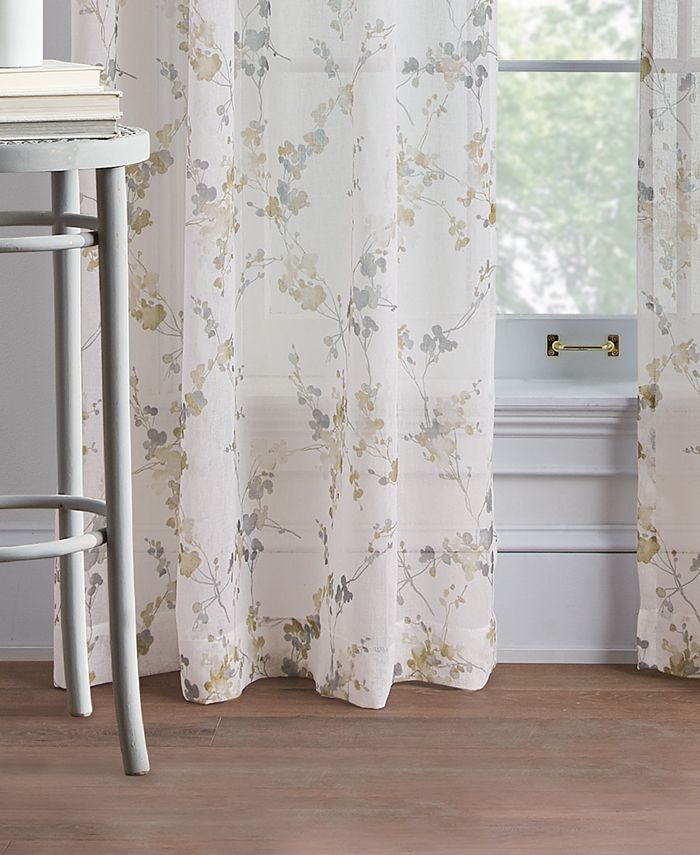 DKNY Wallflower Sheer Inverted Pleat with Button 2 Piece Window Panel ...