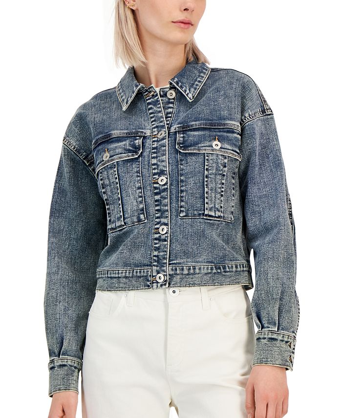 I.N.C. International Concepts Women's Cropped Denim Jacket, Created for ...