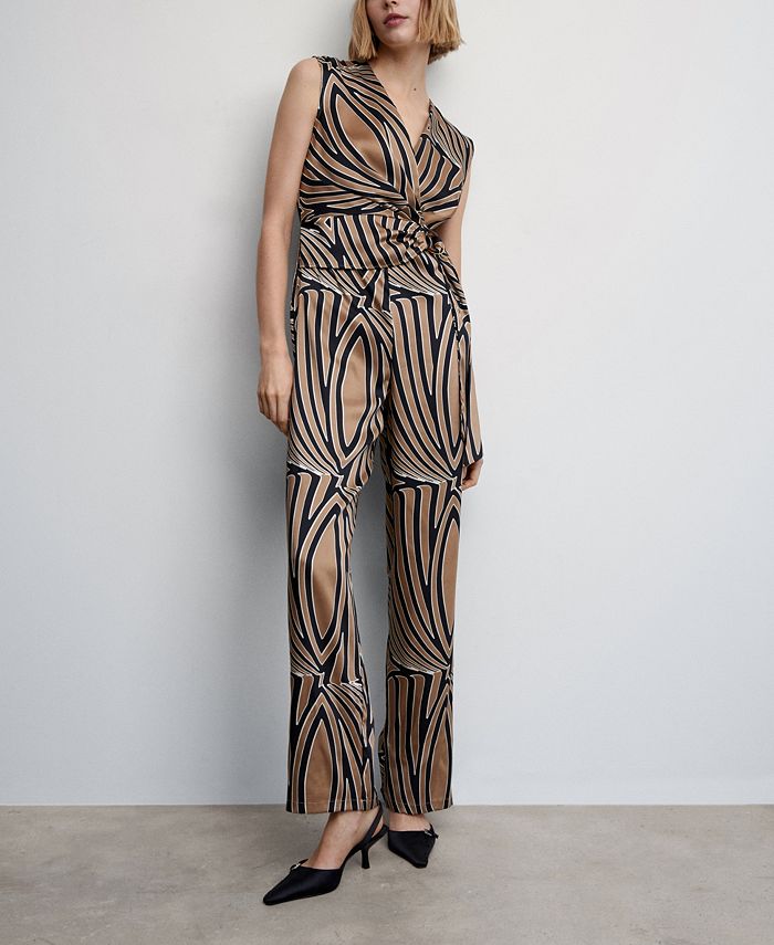 MANGO Women's Belt Printed Jumpsuit - Macy's