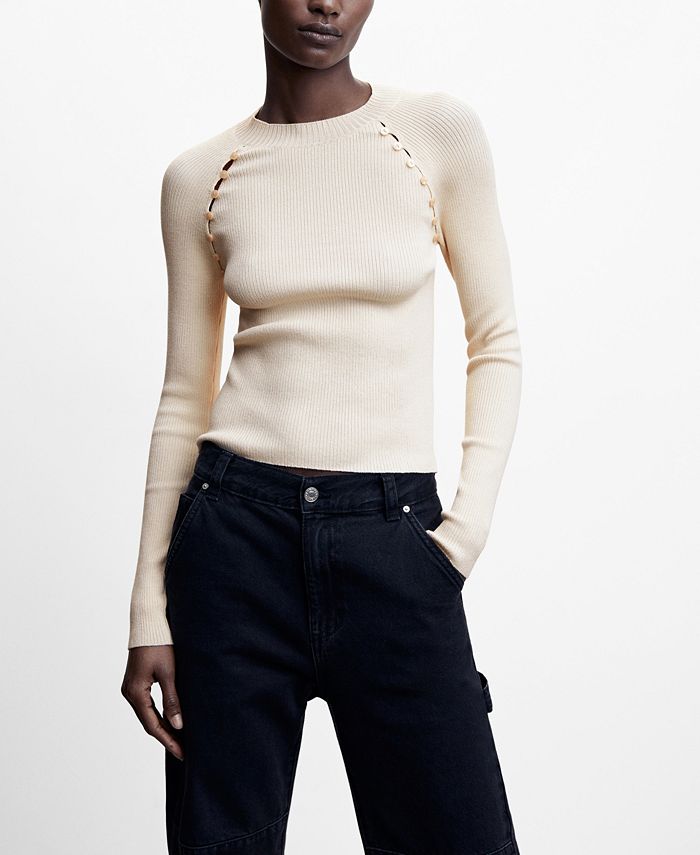 MANGO Women's Buttons Detail Knit Sweater - Macy's