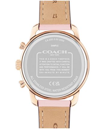 COACH Women's Cruiser Blush Leather Strap Watch, 37mm - Macy's