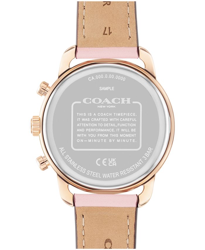 COACH Women's Cruiser Blush Leather Strap Watch, 37mm - Macy's