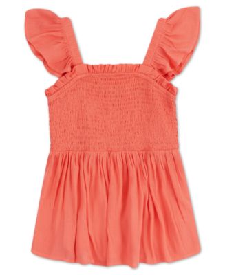 Speechless Big Girls Square Neck Flutter Sleeve Smocked Top - Macy's