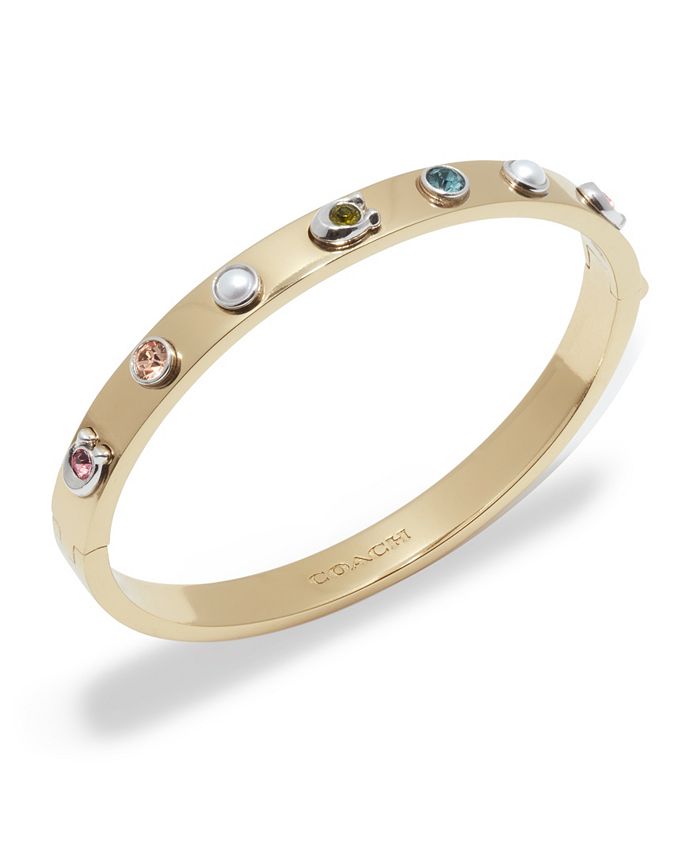 COACH Faux Stone Signature Imitation Pearl Bangle Bracelet - Macy's