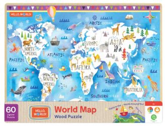 MasterPieces Hello, World! - World Map 60 Piece Wood Jigsaw Puzzle - Macy's