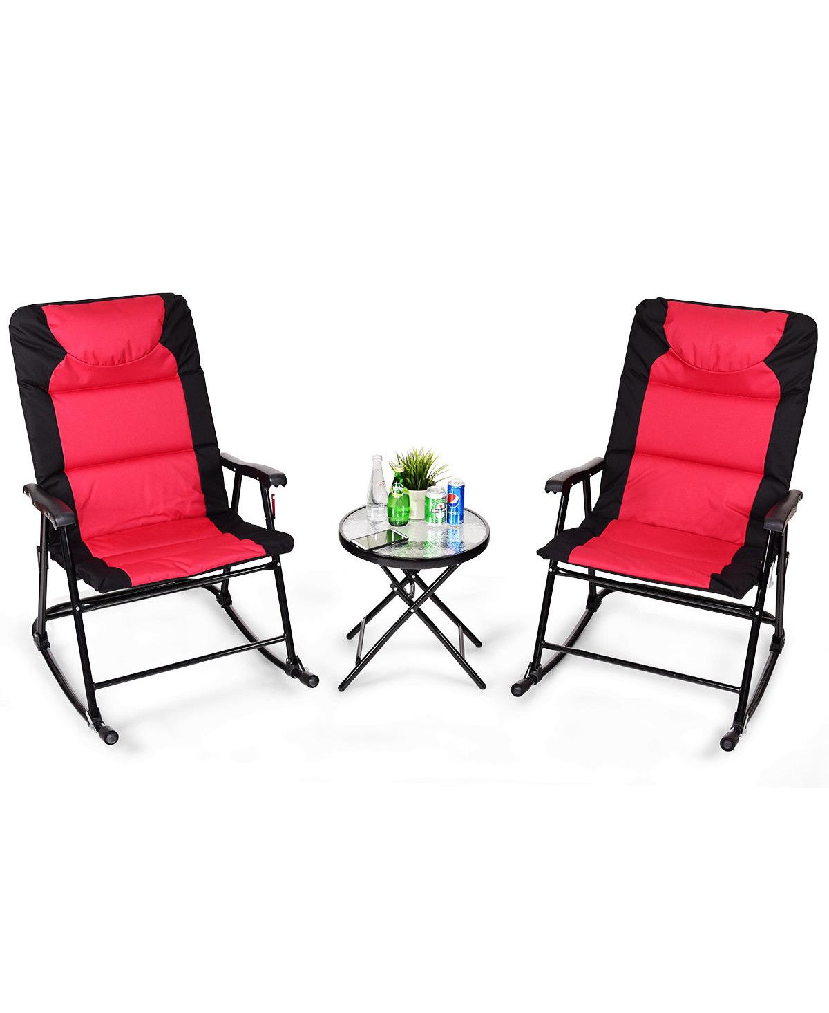 Click here for Costway 3 Pcs Outdoor Folding Rocking Chair Table... prices