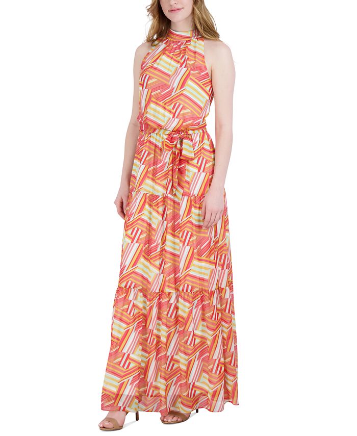 julia jordan julia jordon Women's Printed Mock-Neck Tier Maxi Dress ...
