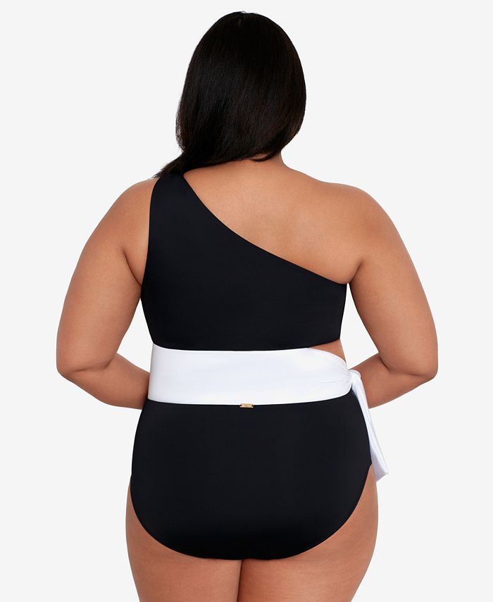Lauren Ralph Lauren Plus Size One-Shoulder One-Piece Swimsuit - Macy's