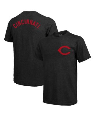 Men's Majestic Threads Black Cincinnati Reds Throwback Logo Tri-Blend T ...